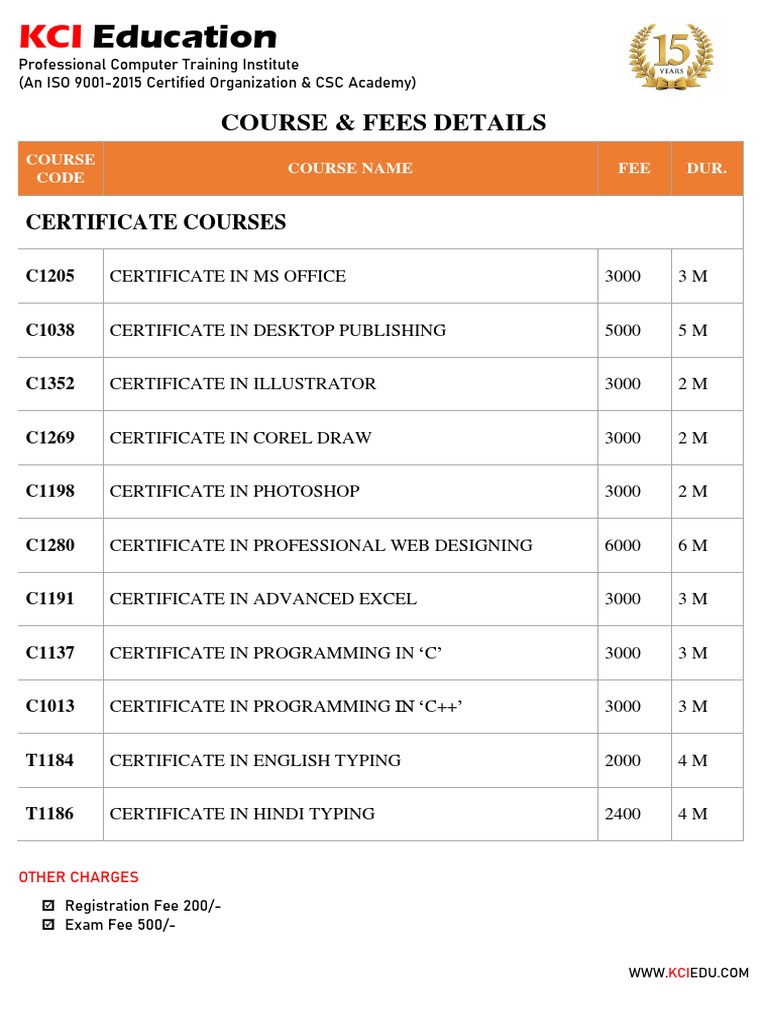 Courses Fee 2023 | PDF | Diploma | Software