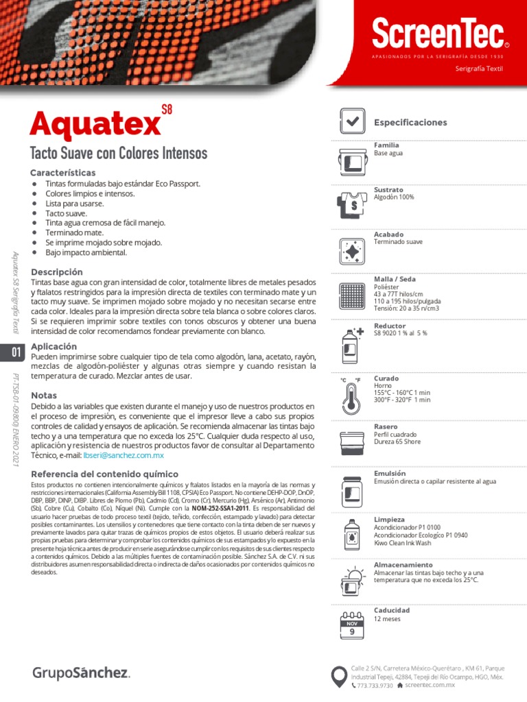 Aquatex S8 1 | PDF | Materiales | Química