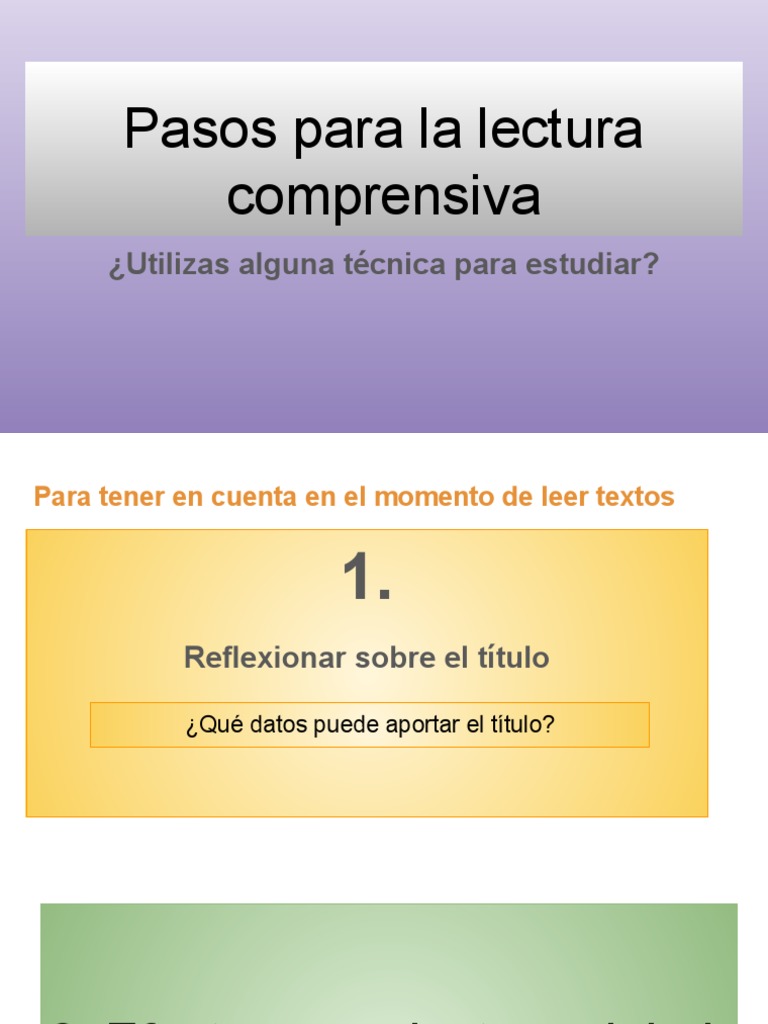 Pasos para La Lectura Comprensiva | PDF | Ciencia cognitiva | Cognición