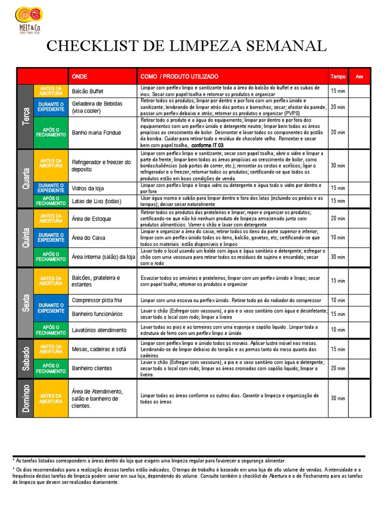 26 - Check List LIMPEZA SEMANAL | PDF