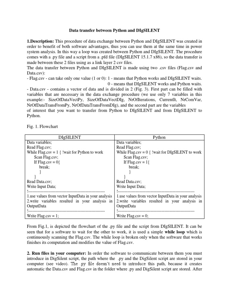 Data Transfer Between Python and DigSilent | PDF | Computer File | Comma Separated Values