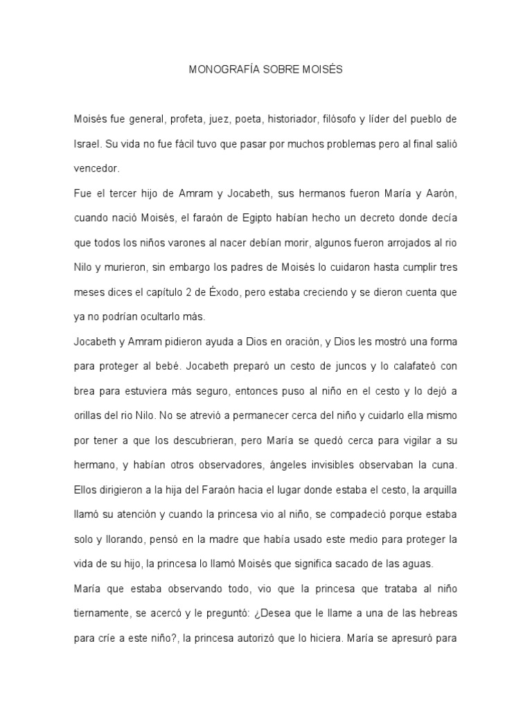 La vida y obra de Moisés, el gran líder del pueblo de Israel | PDF ...