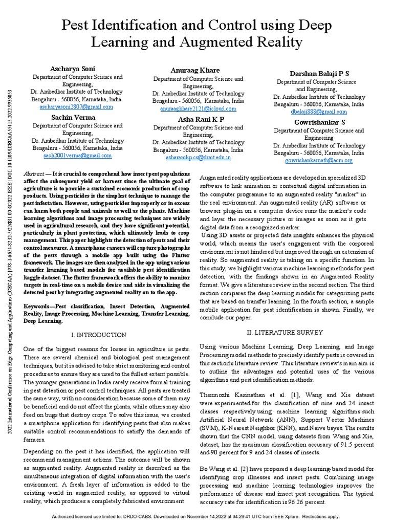 Pest Identification and Control Using Deep Learning and Augmented ...