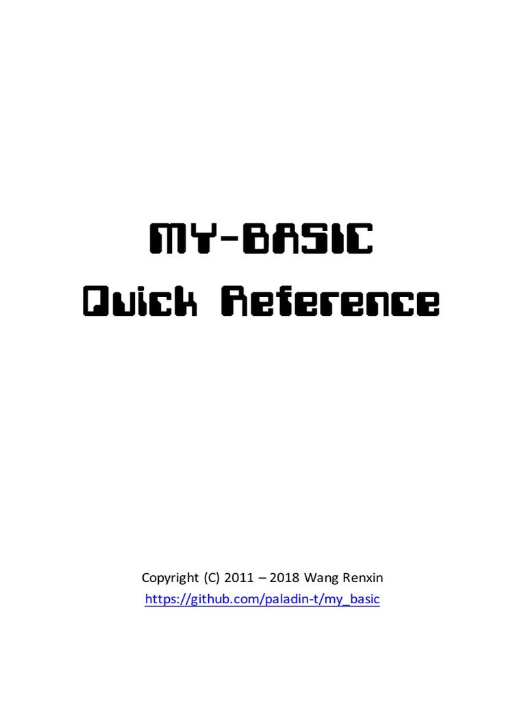 MY-BASIC Quick Reference | Download Free PDF | Anonymous Function | Data Type