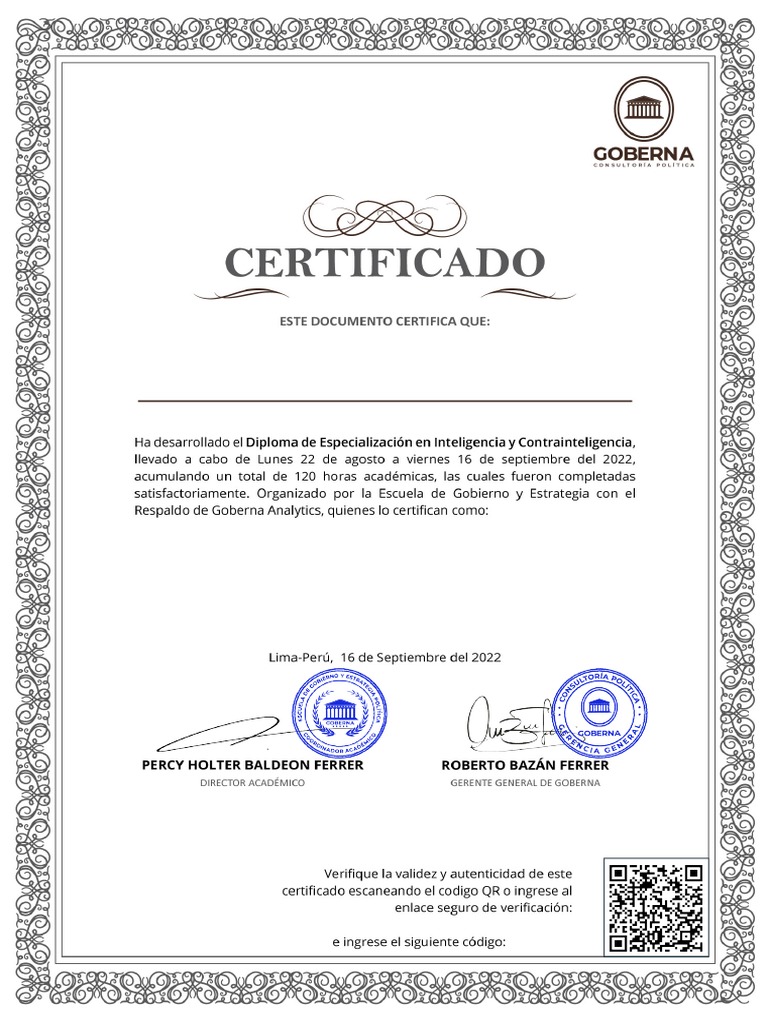 Certificado Oficial | PDF