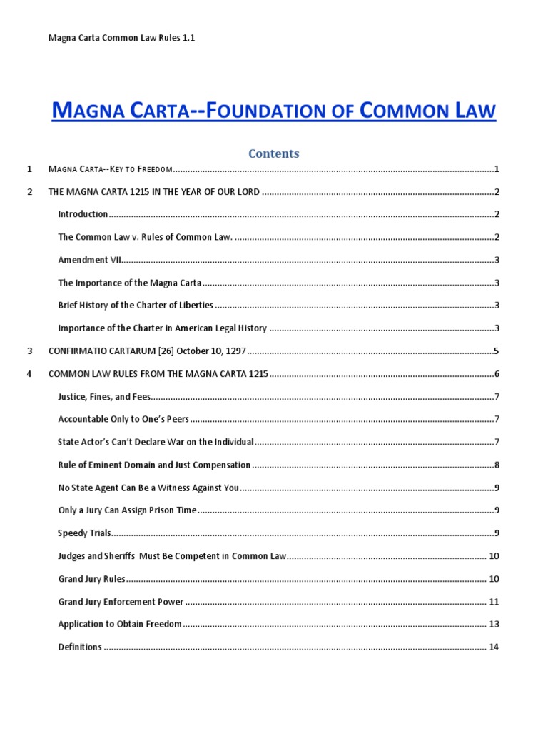 1215 Magna Carta Common Law Rules | PDF | Magna Carta | Jury Trial