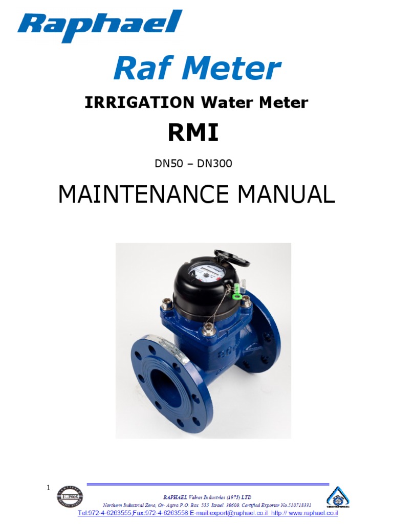 Manual Mantención Contador RAF Water Meter RMI | PDF | Valve | Calibration