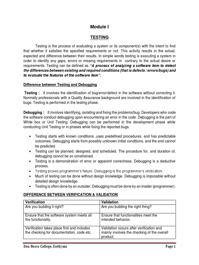 Software Testing Module1 | PDF | Software Testing | Software Bug Software Testing Module1 | PDF | Software Testing | Software Bug