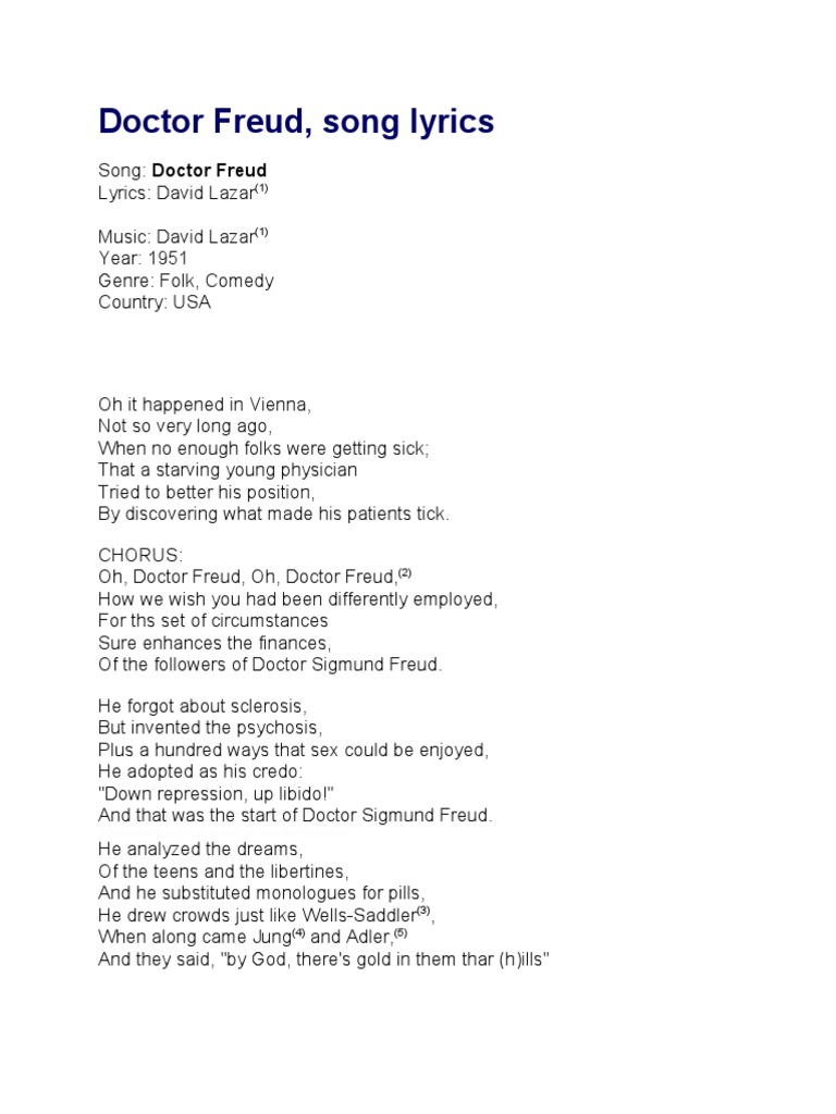 Doctor Freud Not Edited Songs | PDF | Sigmund Freud | Psychotherapy