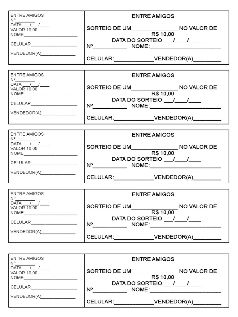 Modelo de Canhoto para Rifa | PDF | Finanças e Administração de Capital
