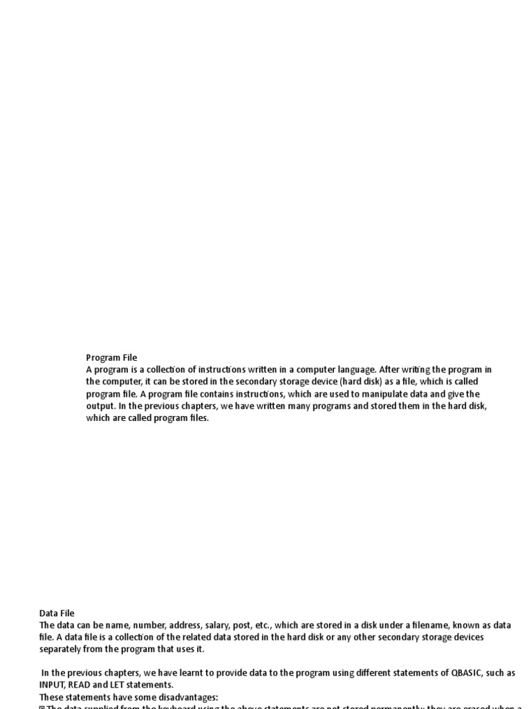 File Handling in Qbasic | PDF | Computer File | Programming