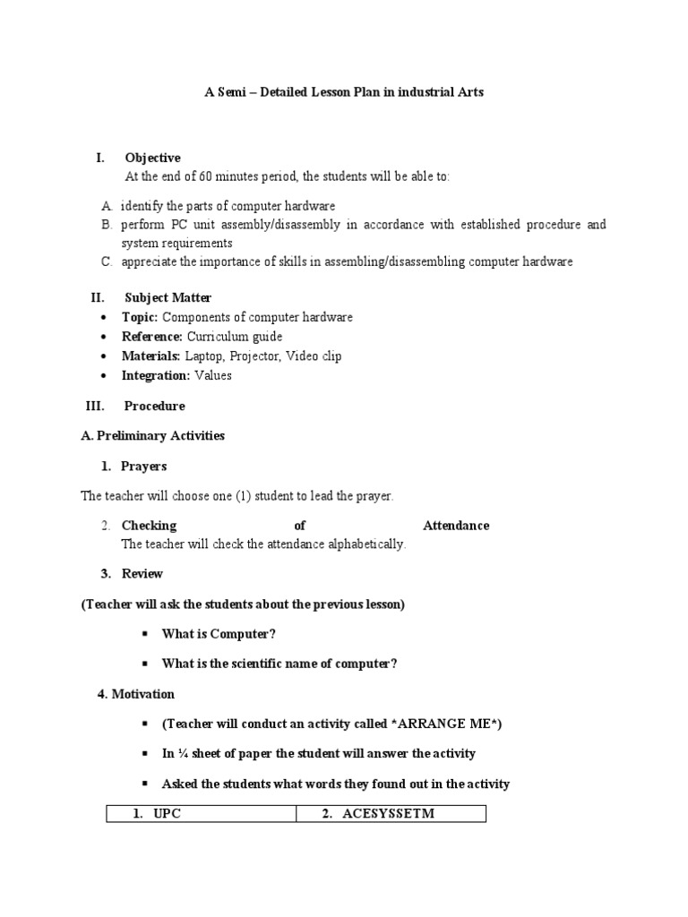 A Semi - Detailed Lesson Plan | PDF | Computer Data Storage | Computer ...