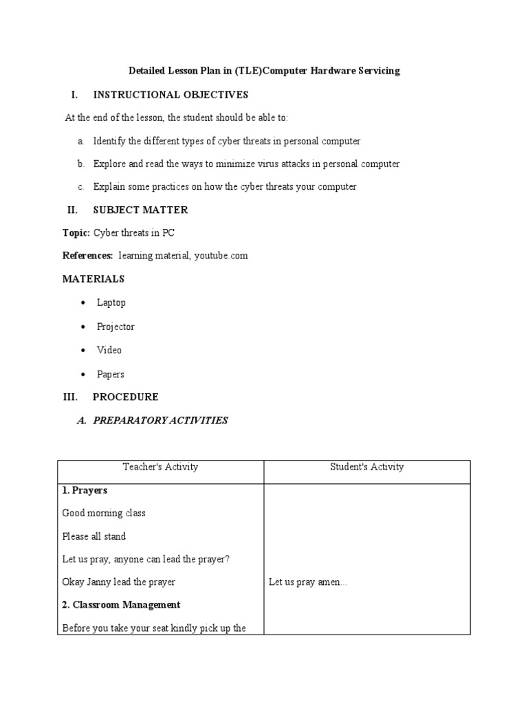 Detailed Lesson Plan 2 | PDF | Computer Virus | Malware