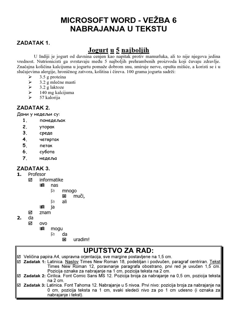 VE BA 6 - Nabrajanja U Tekstu | PDF