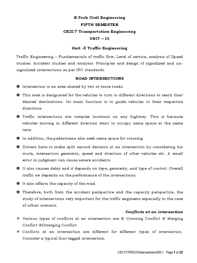 Traffic Engineering: Intersection Control | PDF | Interchange (Road) | Traffic