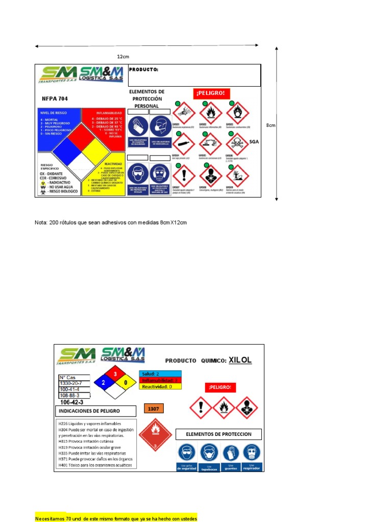 Etiquetas adhesivas de peligro químico | PDF | Ciencias fisicas ...
