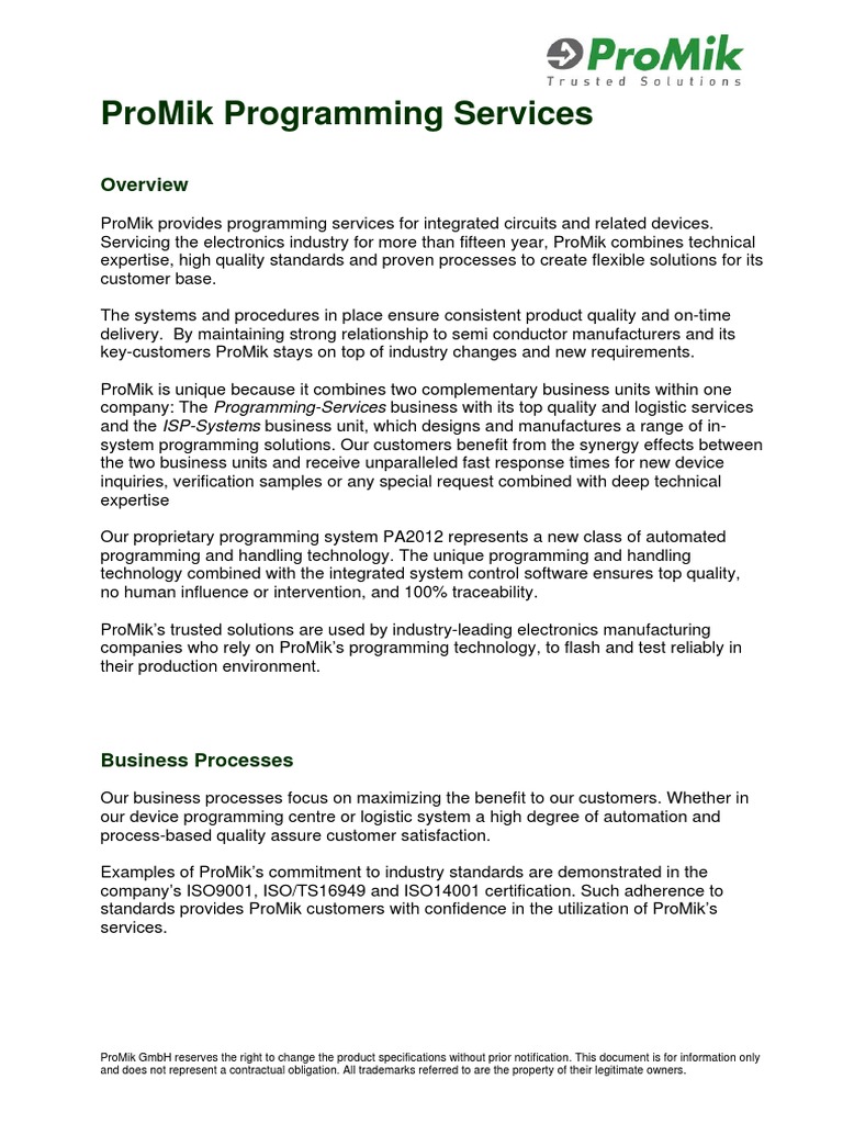 Pro Mik Programming Service | PDF | Computer Programming | Automation