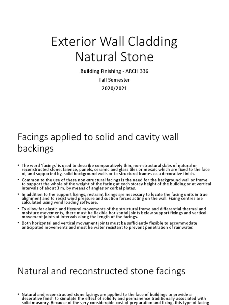 03 B Building Finishing 2020 2021 Stone Cladding | PDF | Wall | Masonry