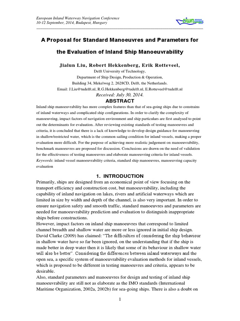 Inland Ship Manoeuvrability Standards | PDF | Ships | Rudder
