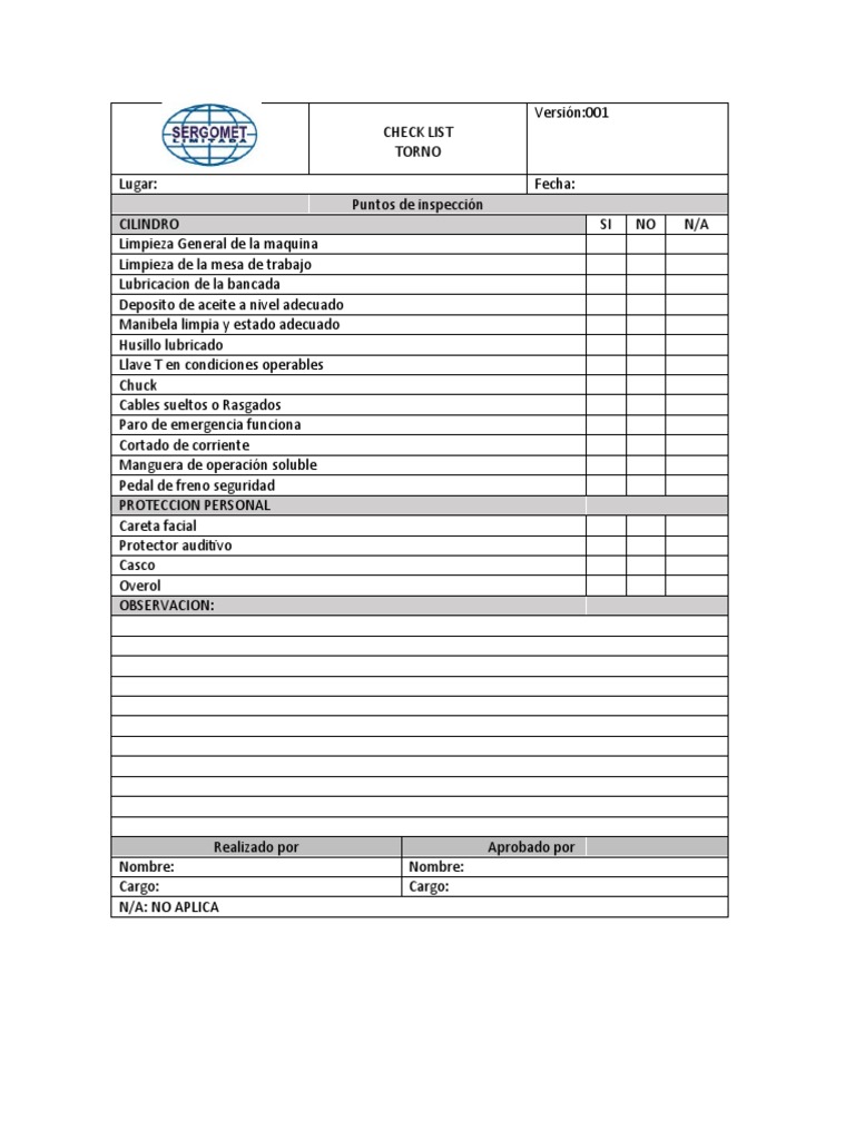 4 Check List Torno | PDF