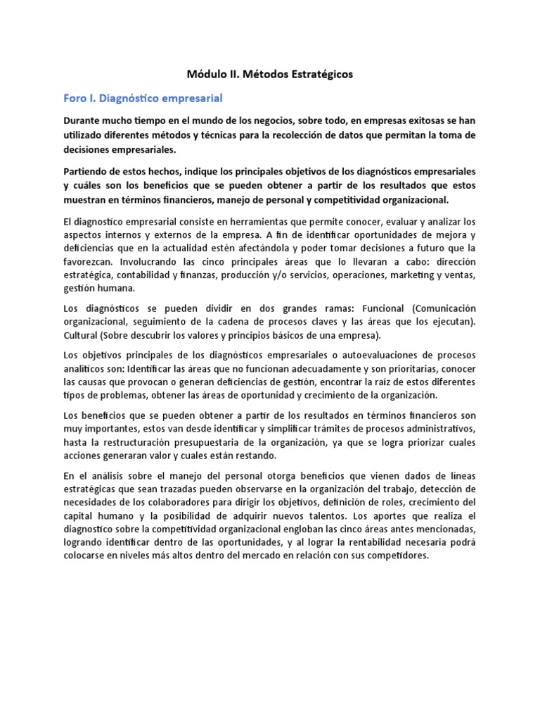 F1 Modulo Ii Diagnostico Empresarial Pdf Business Economias