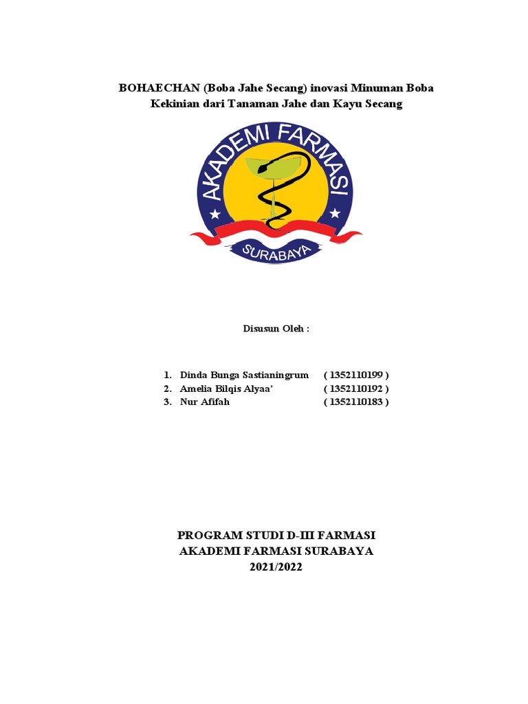 BOHAECHAN (Boba Jahe Secang) Inovasi Minuman Boba Dari Tanaman Jahe ...