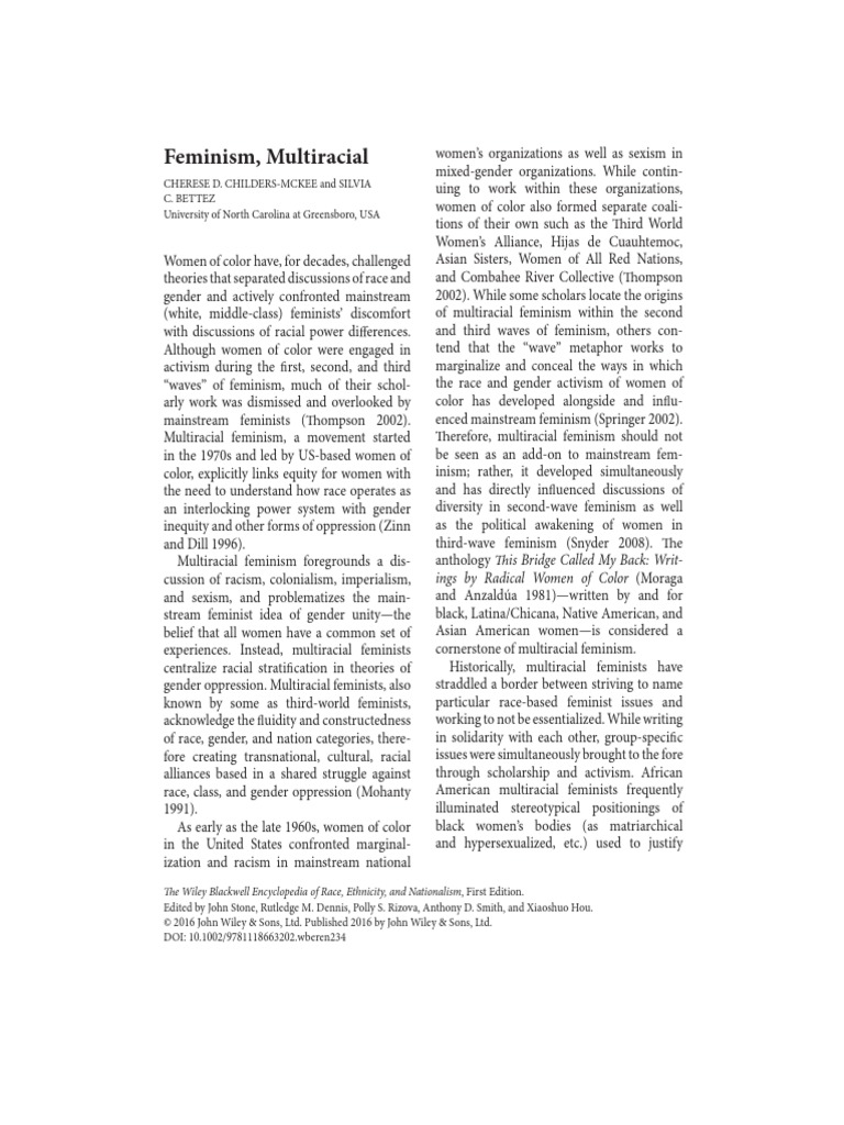 Multiracial Feminism Pdf Intersectionality Feminism