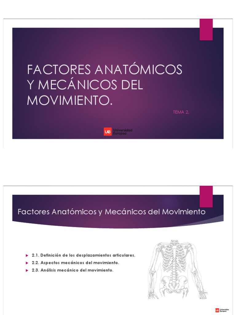Tema 2. Factores Anatómicos y Mecánicos Del Movimiento | PDF | Codo ...