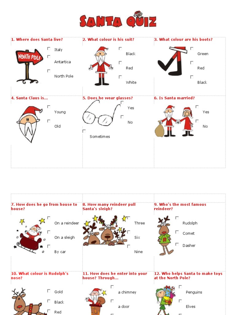 Santa Quiz Kicsik | PDF | Santa Claus | Rudolph The Red Nosed Reindeer