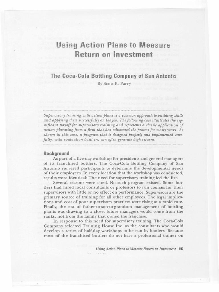 Case Study 1 Using Action Plans To Measure ROI | PDF