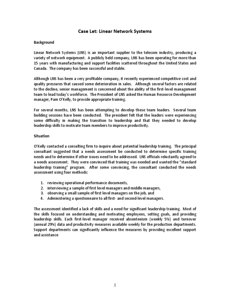 Case Let Linear Network Systems | PDF | Leadership | Needs Assessment