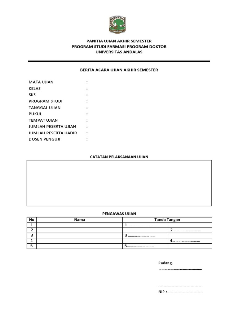 Formulir Berita Acara UAS | PDF | Teknologi & Rekayasa
