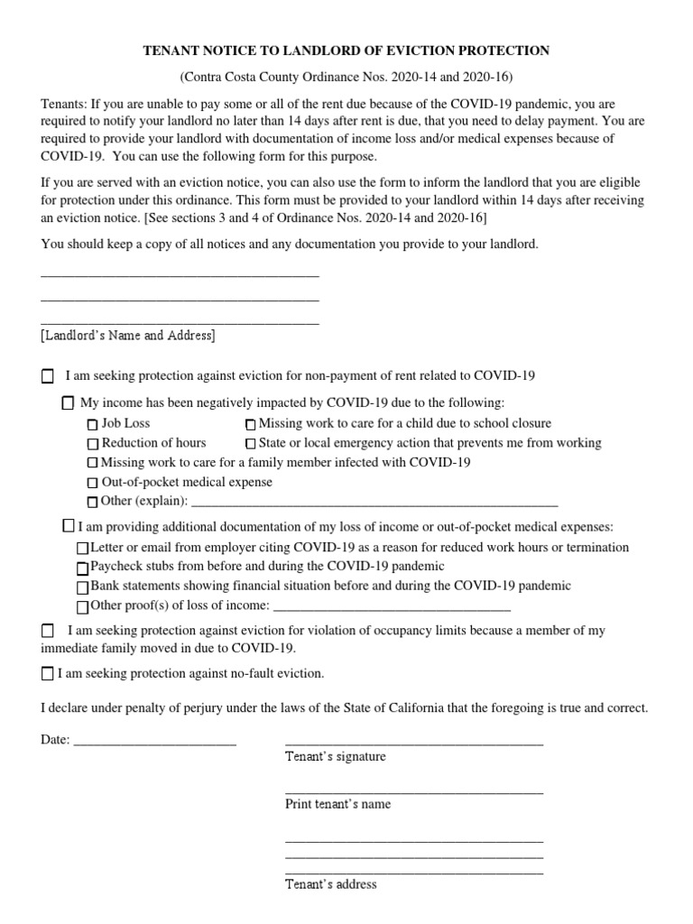 Tenant Notice To Landlord Form Fillable Final Rev5 28 2020 | Download ...