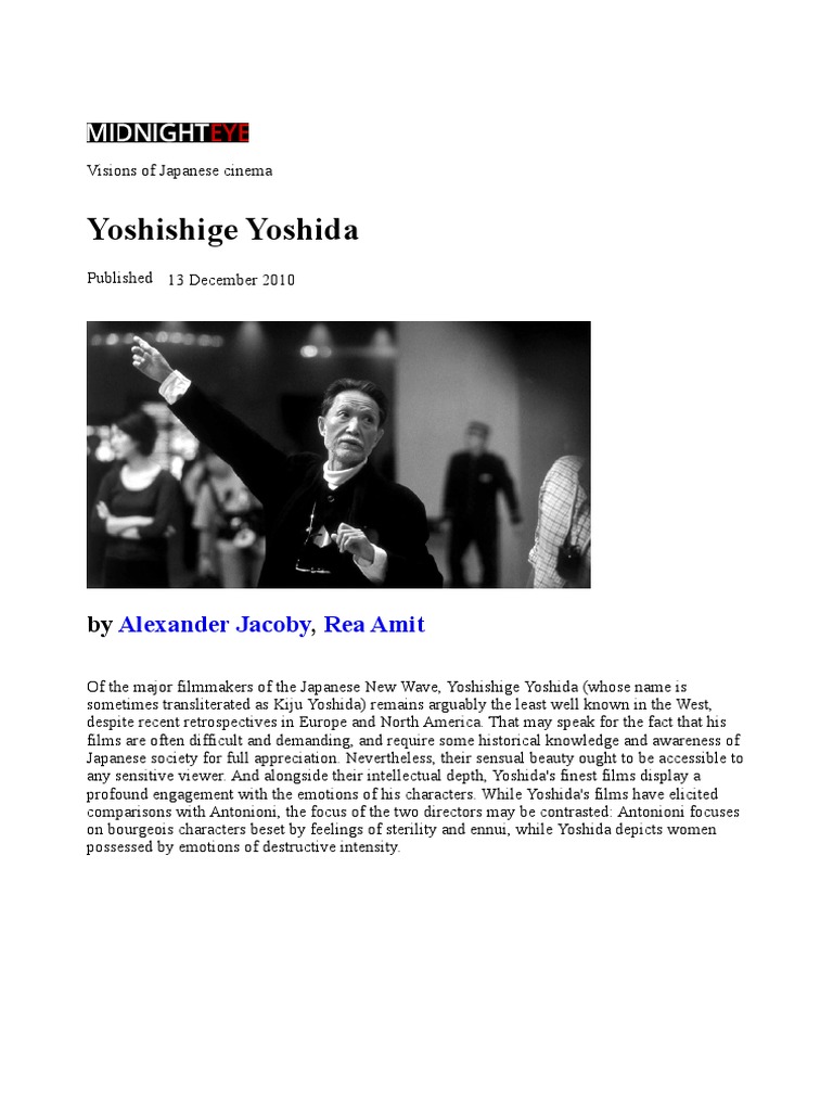 Midnight Eye Interview - Yoshishige Yoshida | PDF | Thought | Idea