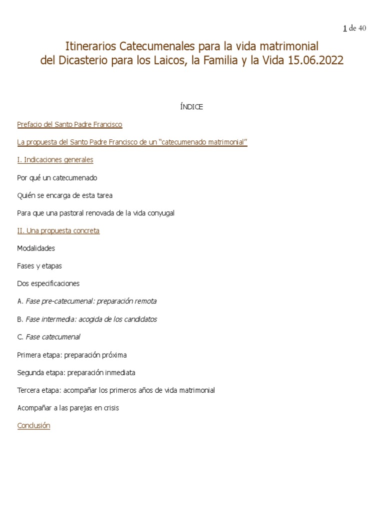 Itinerario Catecumenal para La Vida Matrimonial | PDF | Iglesia ...