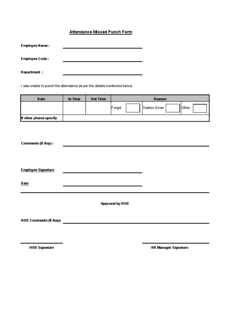 Missed Punch Form | PDF