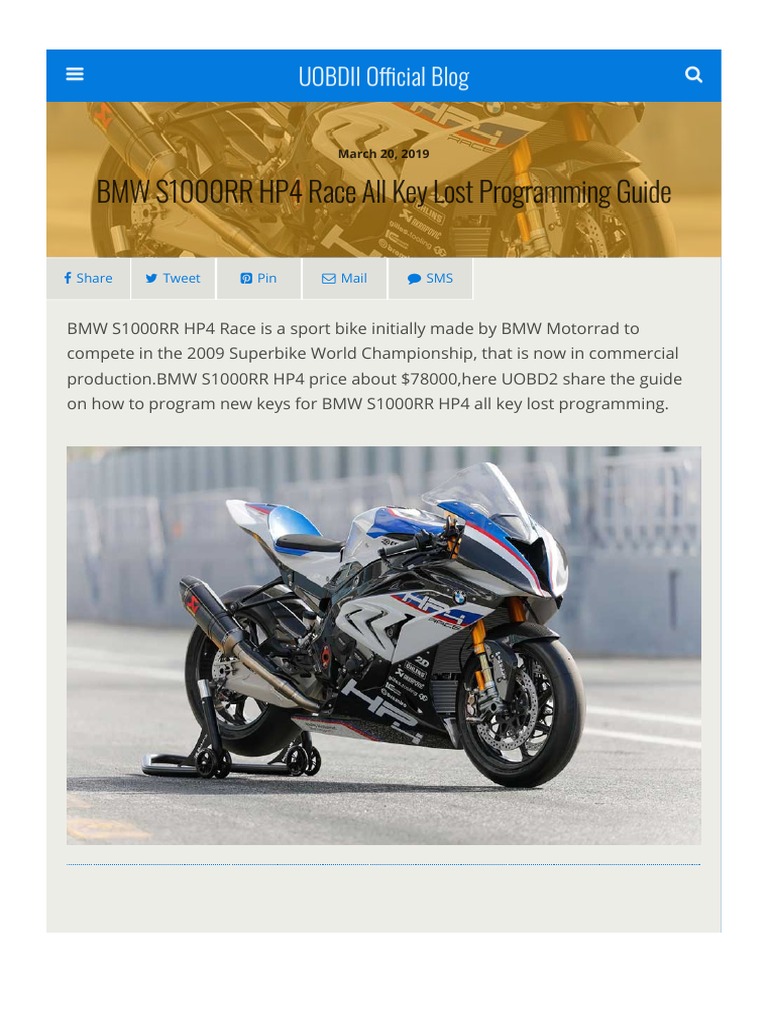 BMW S1000RR HP4 Key Programming Guide | PDF | Vehicles | Computer ...