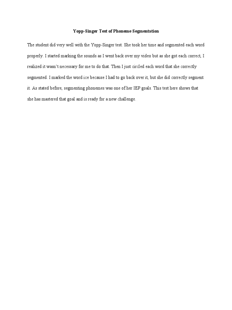 Yopp-Singer Write Up1 | PDF