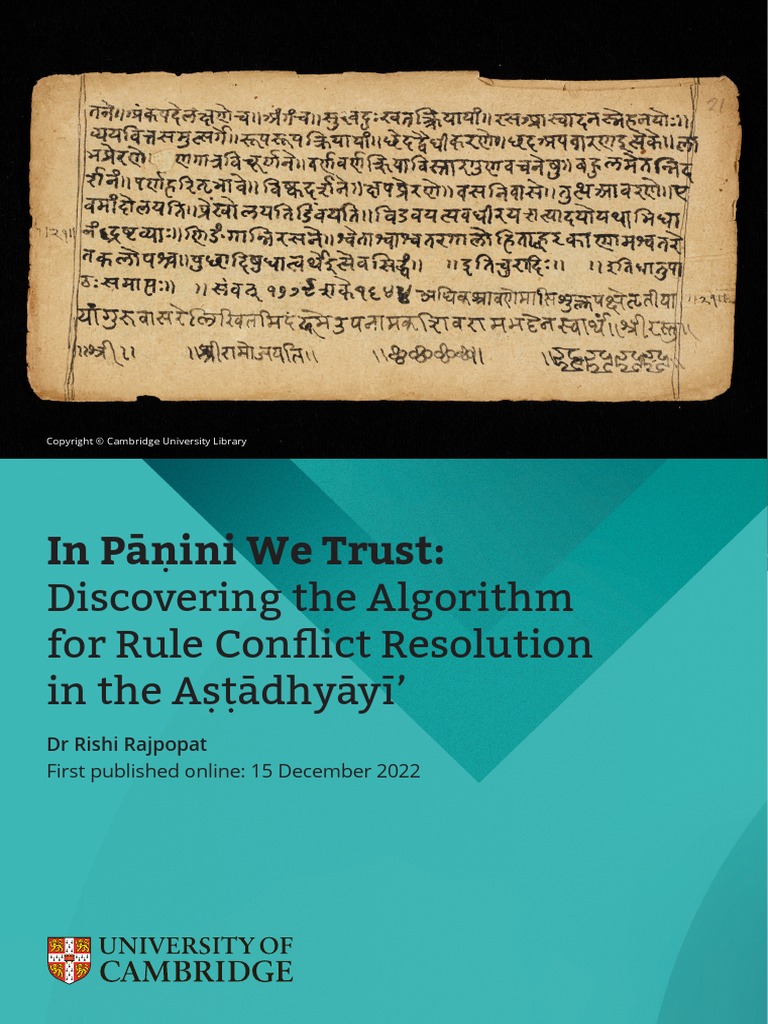 Discovering The Algorithm For Rule Conflict Resolution in The A Ādhyāyī ...