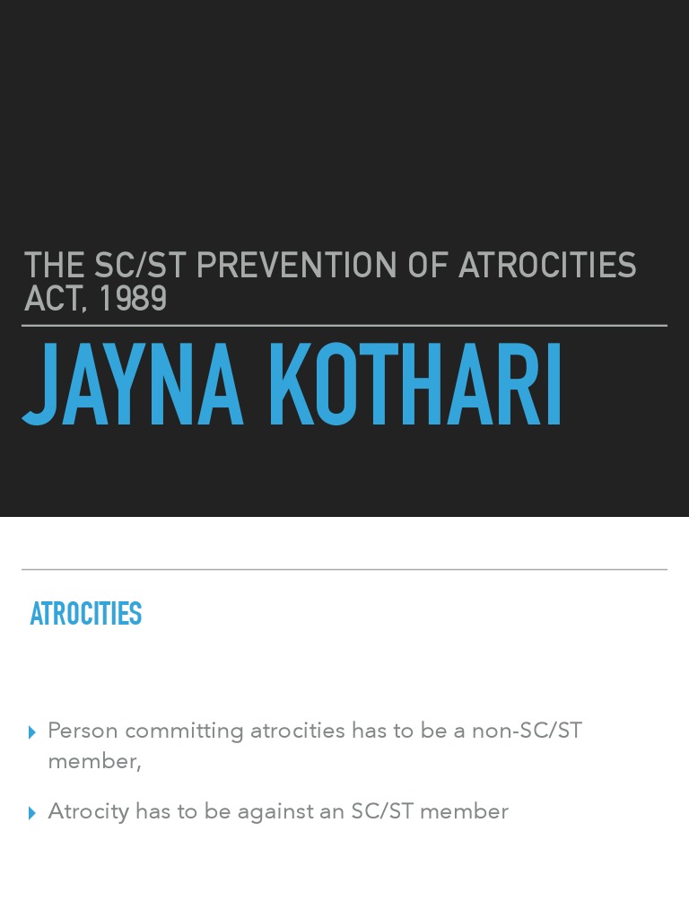 SC ST Act Presentation Jayna | PDF | Witness | Common Law