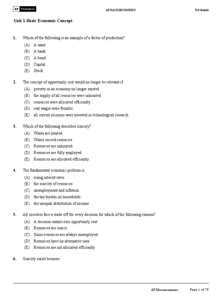 AP Macroeconomics Practice Test | PDF | Supply And Demand | Economic ...