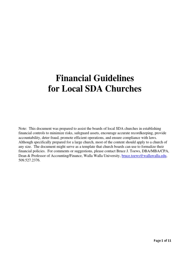 Financial Guidelines For Local SDA Churches 279 | PDF | Cheque | Budget
