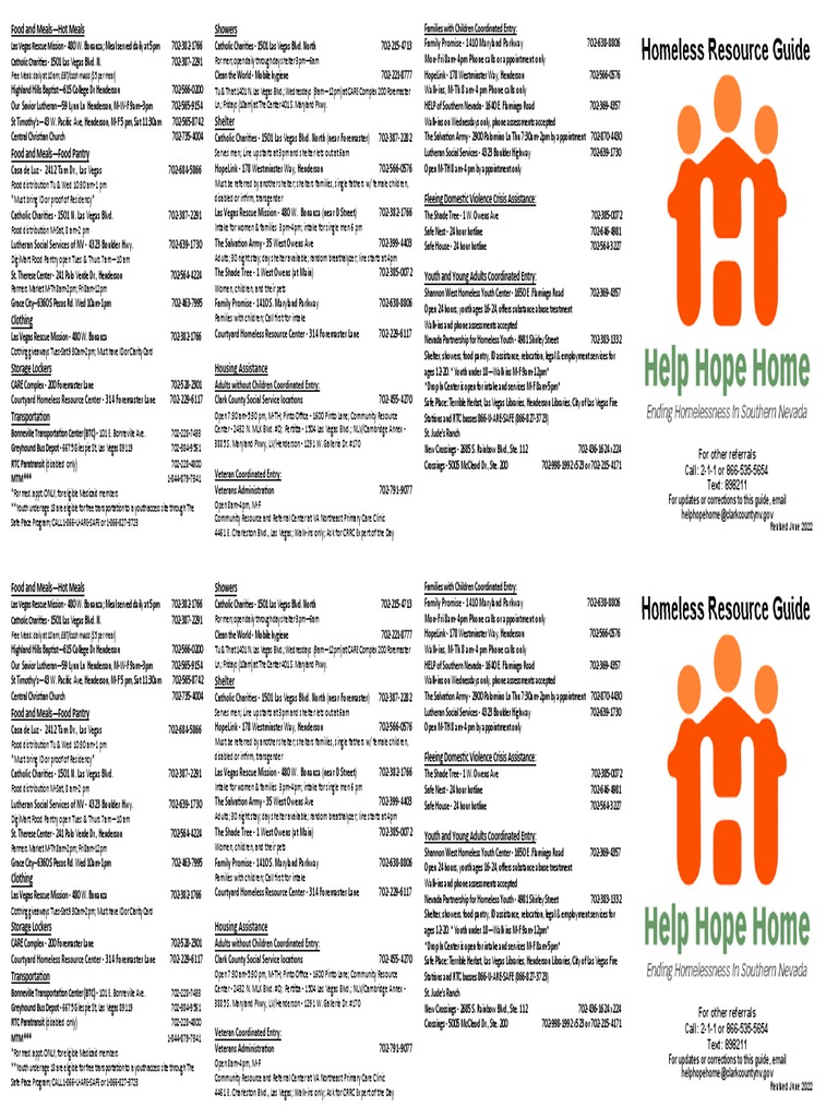 Homeless Pocket Resource Guide 06.29.2022 Updated | PDF | Clark County ...