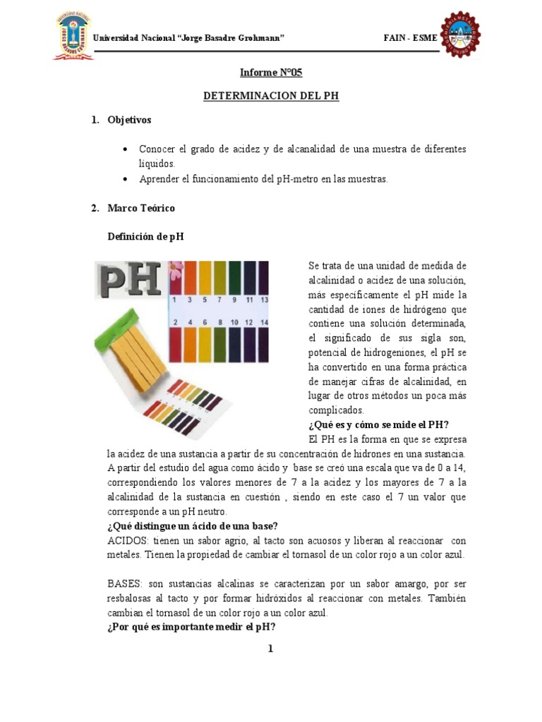 Determinacion Del P'H | PDF | Ph | Ciencias fisicas