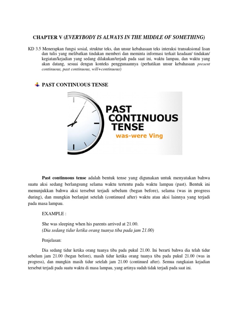 Pengertian dan Contoh Past Continuous Tense | PDF