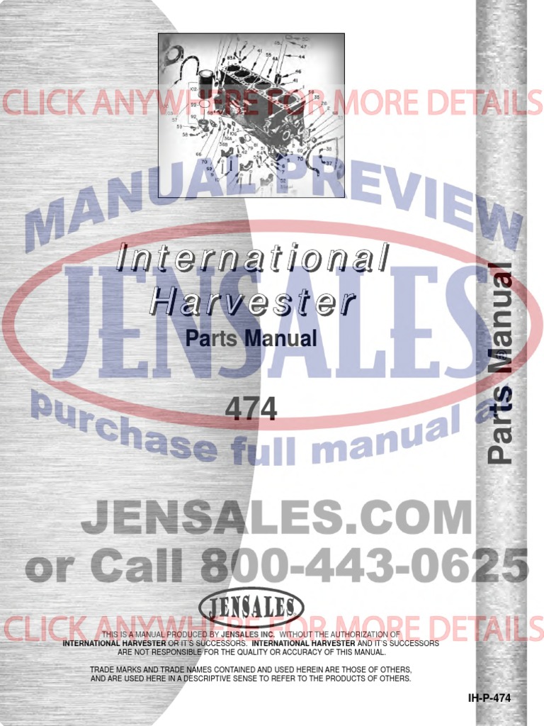 International Harvester 474 Parts Manual | PDF | Axle | Steering