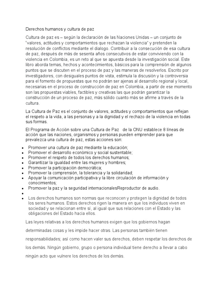 Derechos Humanos Y Cultura De Paz Pdf Derechos Humanos Paz