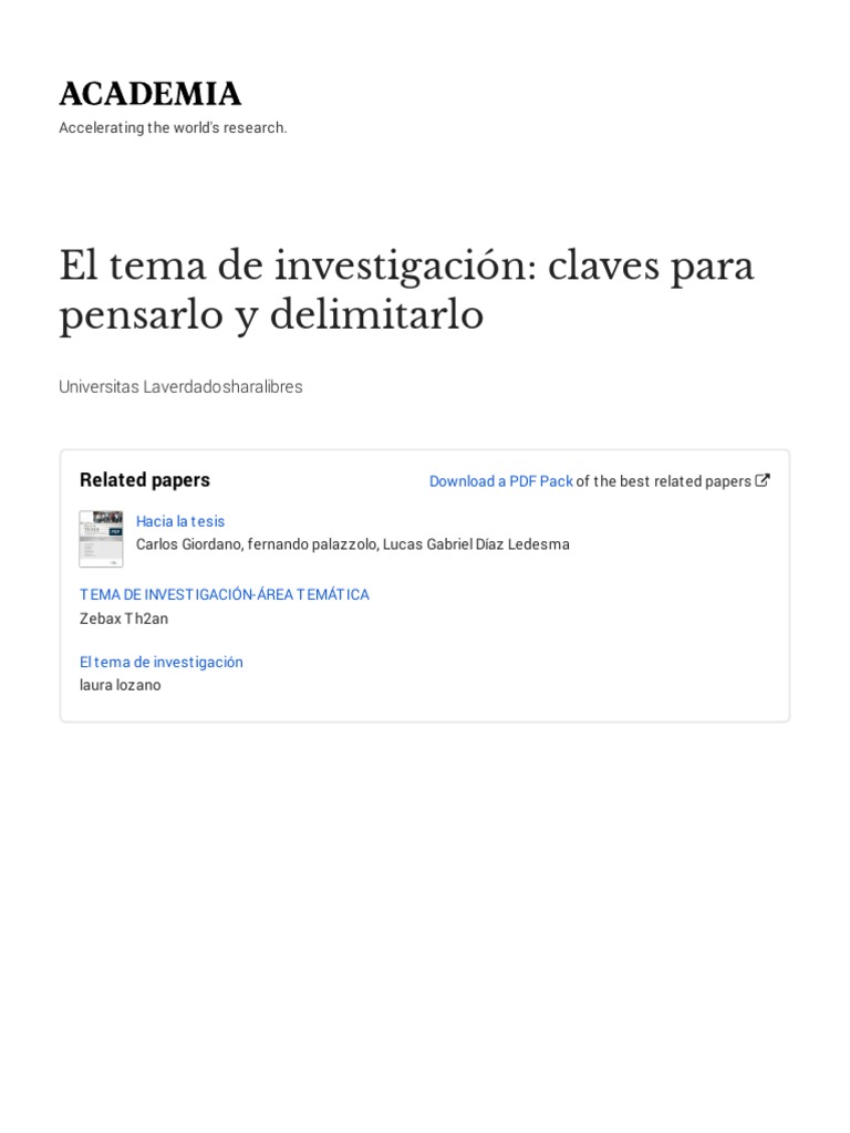 Claves para definir un tema de investigación | PDF | Conocimiento | Teoría