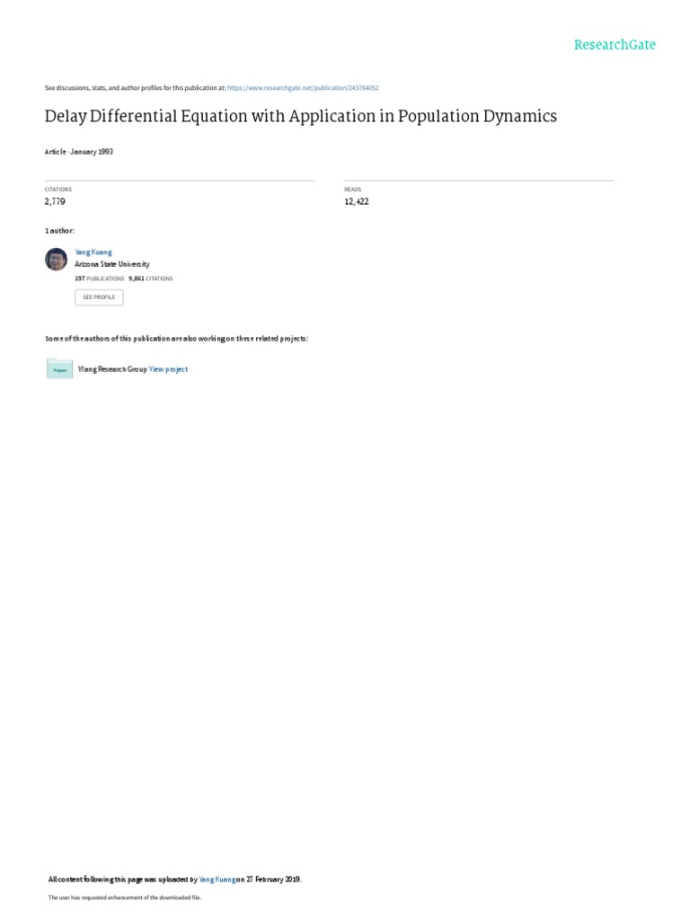 Delay Differential Equation With Application in Po | PDF | Equations | Differential Equations