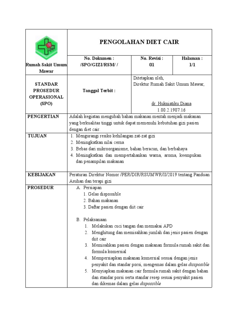 Sop Terapi Gizi | PDF